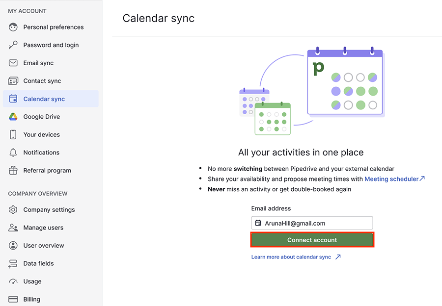 Takvim senkronizasyonu - Knowledge Base | Pipedrive